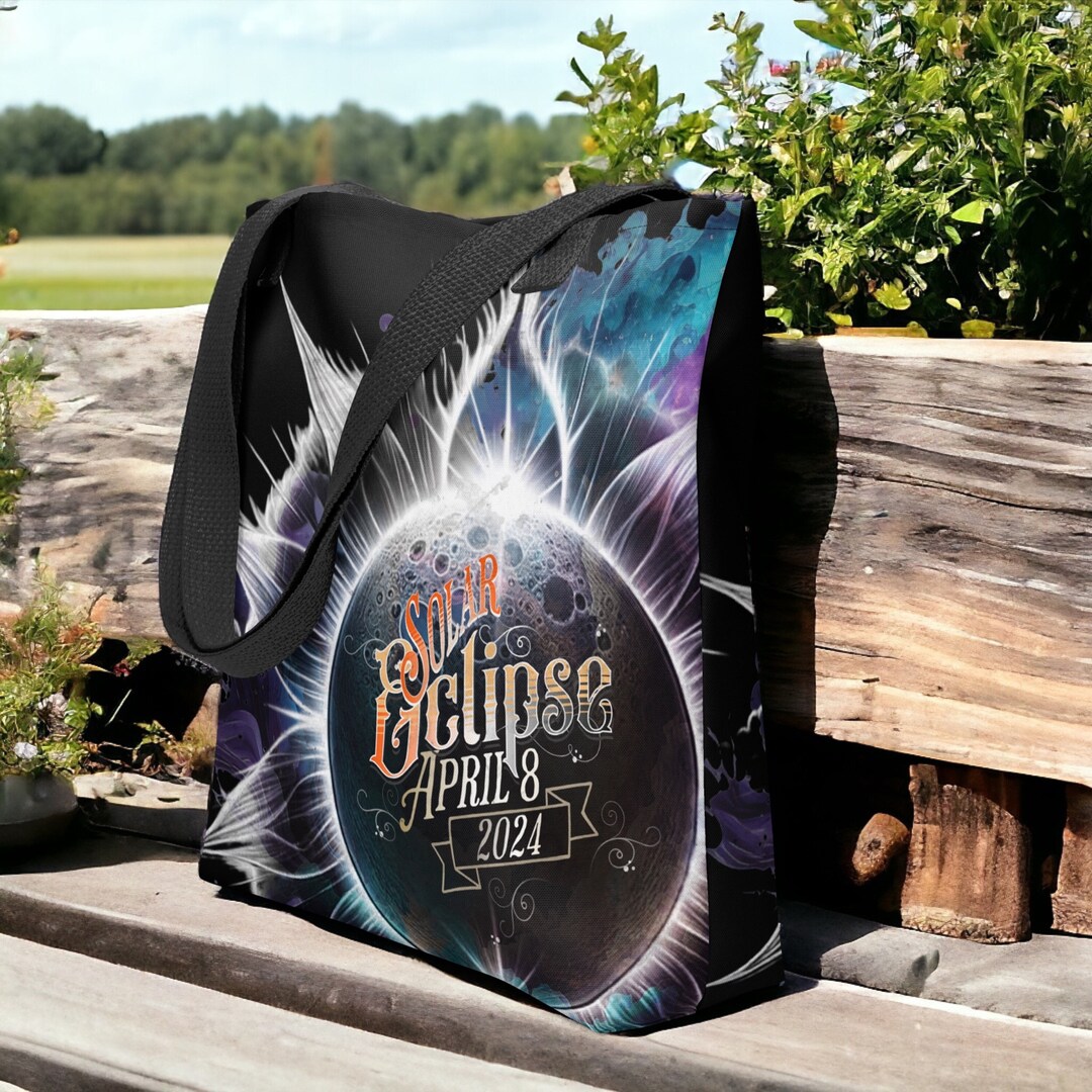 Solar Eclipse 2024 Tote Bag Custom Carryall Unique Spacious Shopping Bag Gift for Friend Present ...