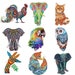 Animal Wooden Jigsaw Puzzle Unique Shape Pieces - Panda - Elephant, Fox ...
