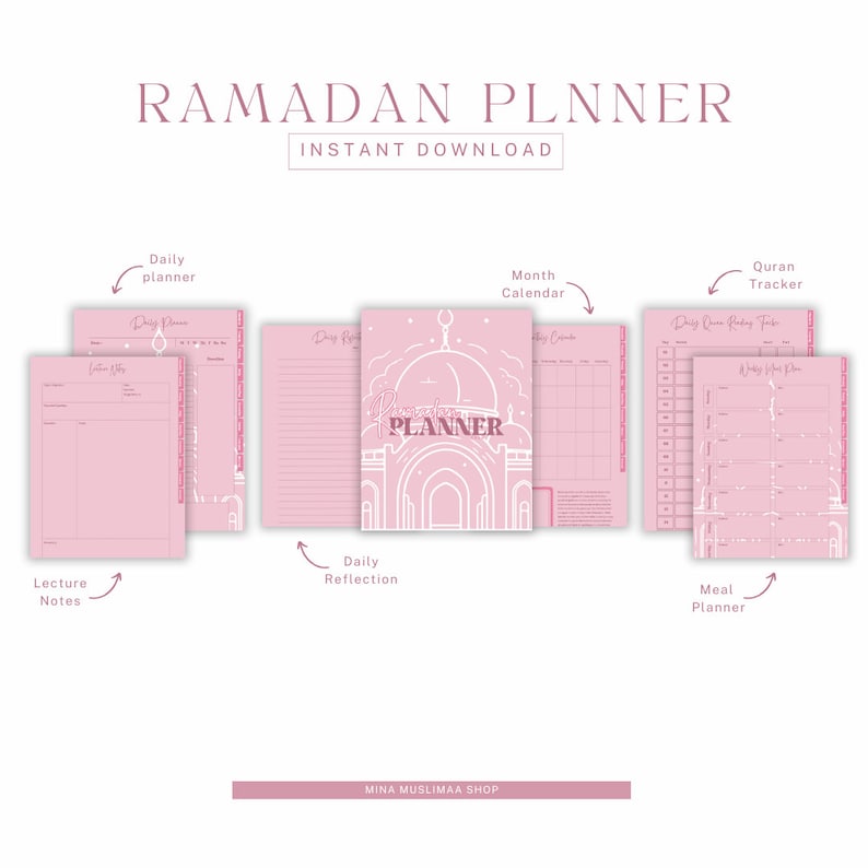 Pink Ramadan Digital Planner | Ramadan 2024 Planner PDF | Muslim Daily ...