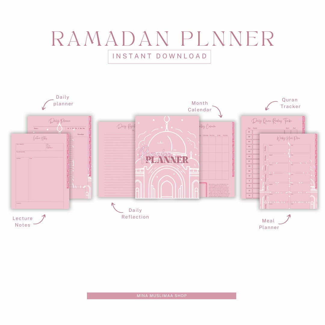 Pink Ramadan Digital Planner | Ramadan 2024 Planner PDF | Muslim Daily ...