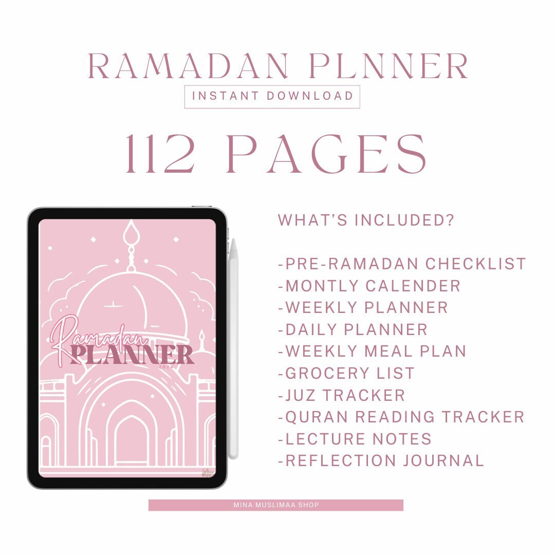 Pink Ramadan Digital Planner | Ramadan 2024 Planner PDF | Muslim Daily ...