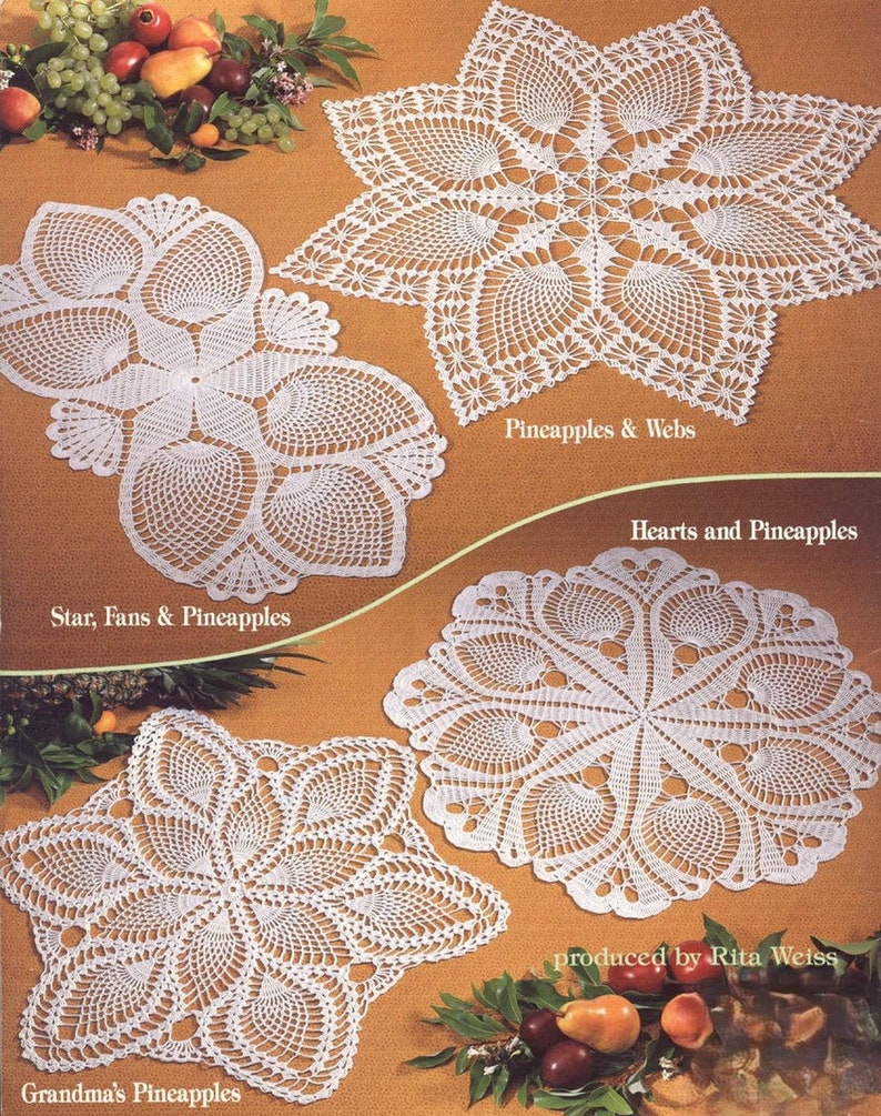 Vintage Pineapple Doilies Crochet Pattern Booklet, Pineapple Parade ...