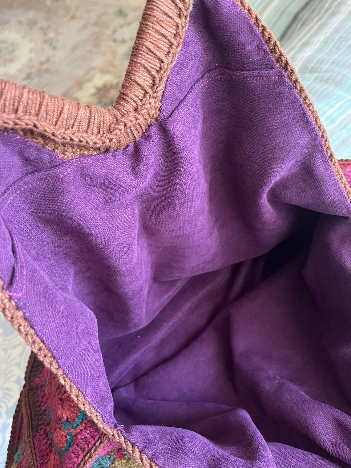 Vintage Color Crochet Purse Leather Handle , Gift for Mum Special Day ...