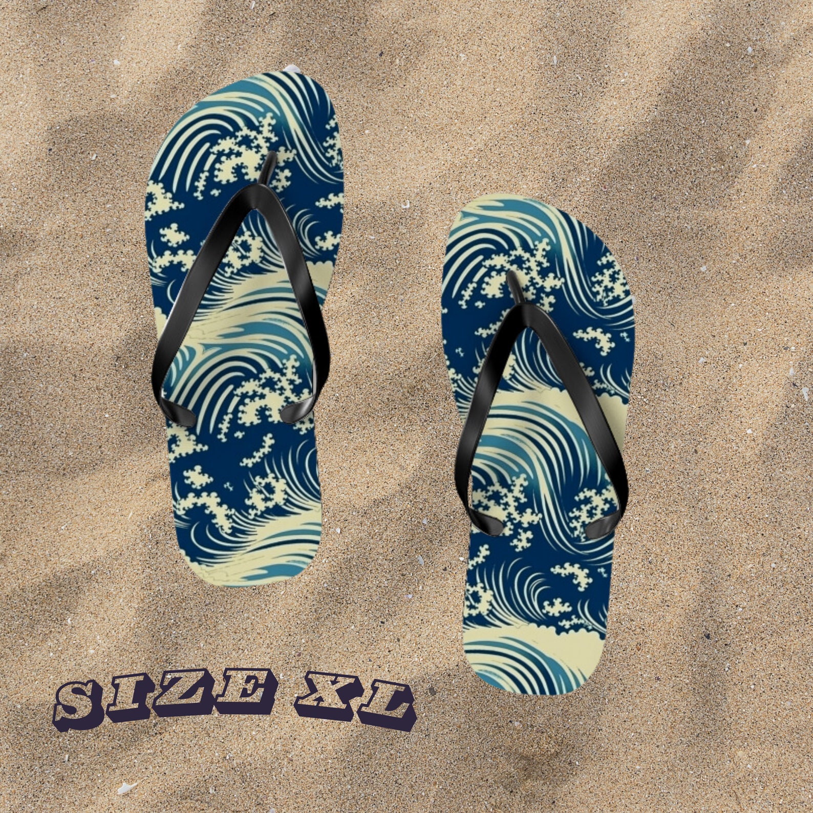 Aesthetic Hokusai Inspired Flip Flops, Unique Flip Flops for Women or ...