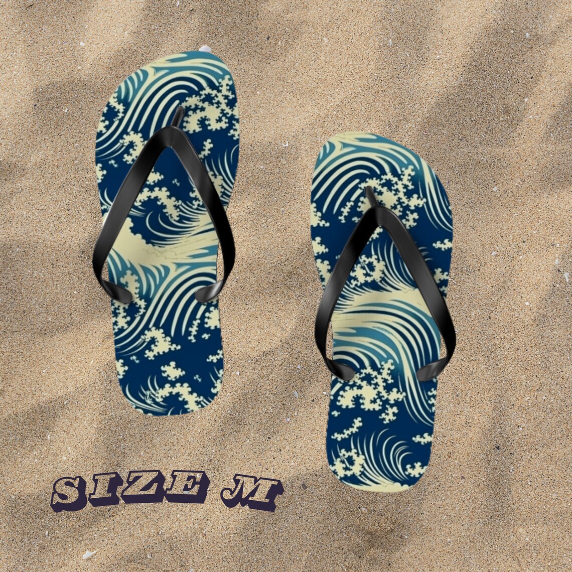 Aesthetic Hokusai Inspired Flip Flops, Unique Flip Flops for Women or ...