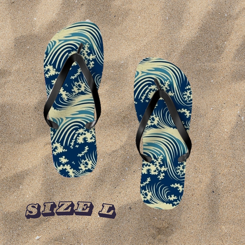 Aesthetic Hokusai Inspired Flip Flops, Unique Flip Flops for Women or ...