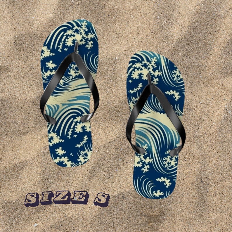Aesthetic Hokusai Inspired Flip Flops, Unique Flip Flops for Women or ...