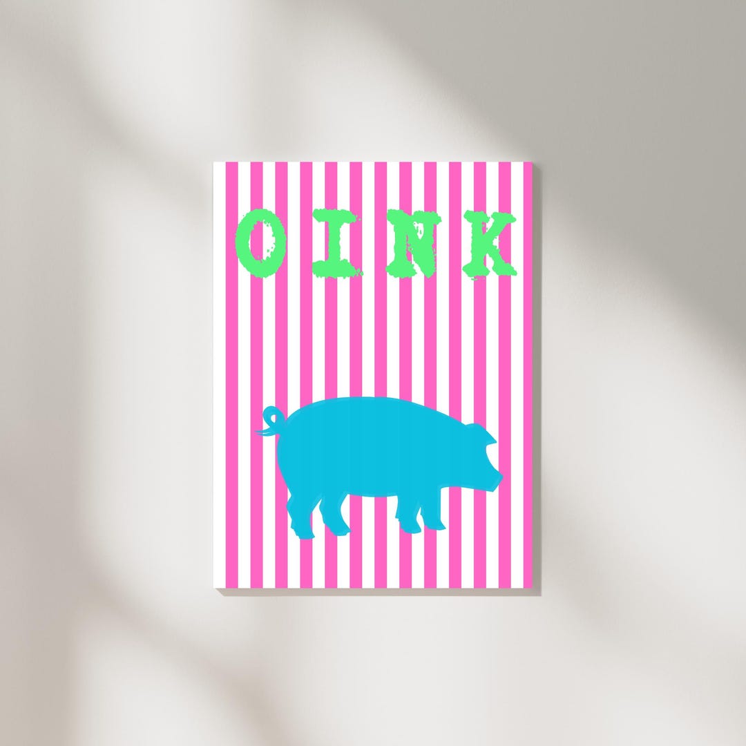 Kid's Farm Animals Poster for Bedroom or Playroom Pig Oink Pink and ...