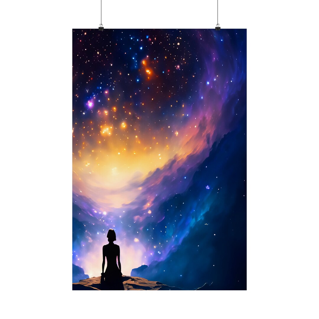 Stellar Contemplation: Cliffside Gaze Poster - Etsy