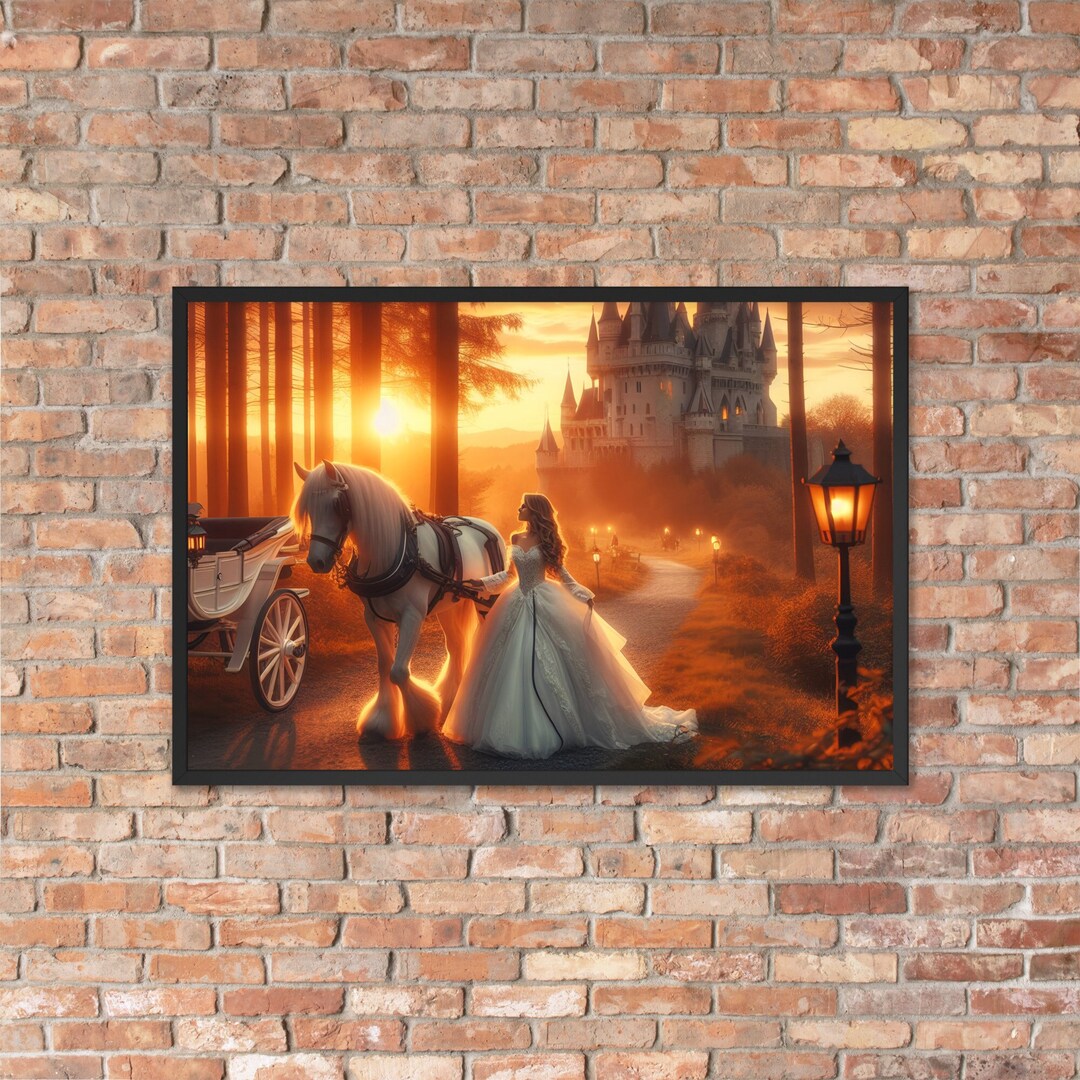 Princess in White Dress and Her Carriage Strolling at Sunset White ...