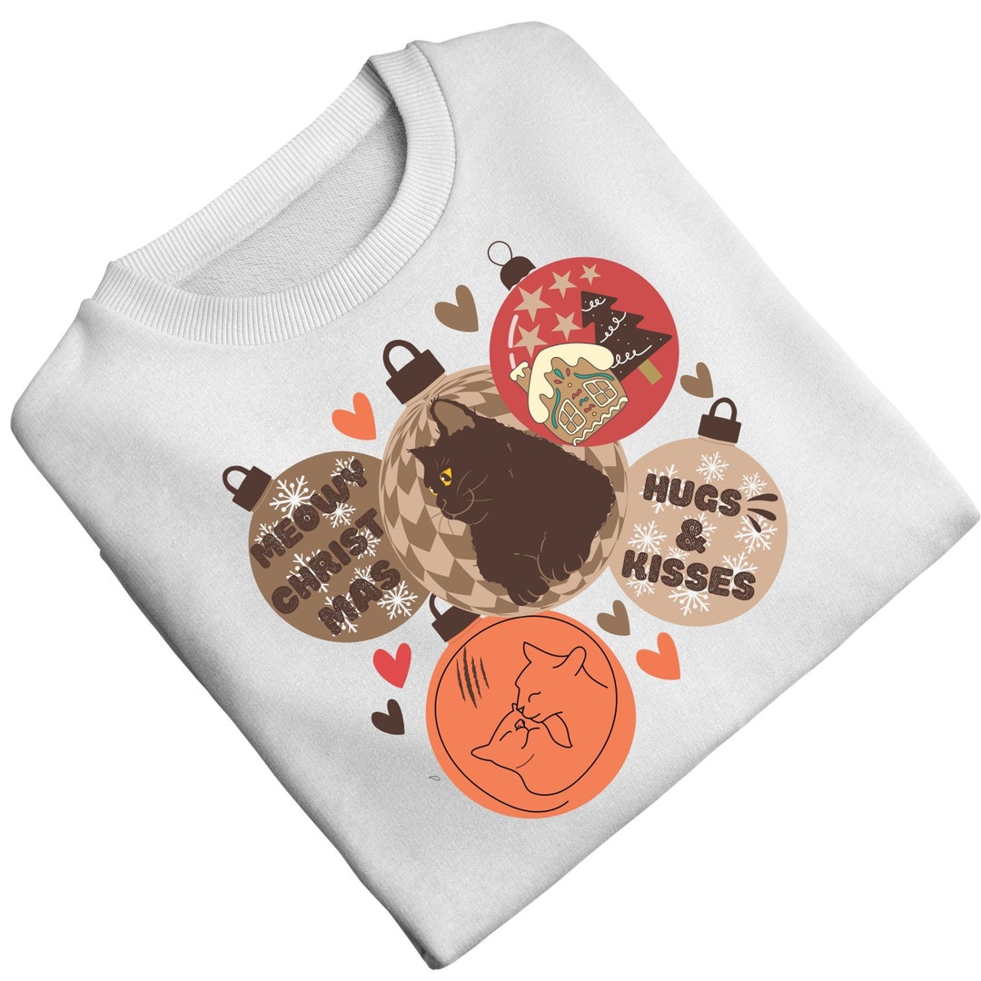 Meowy Christmas Png Svg, Santa Cat Png Svg, Hug and Kisses Spirit Png ...