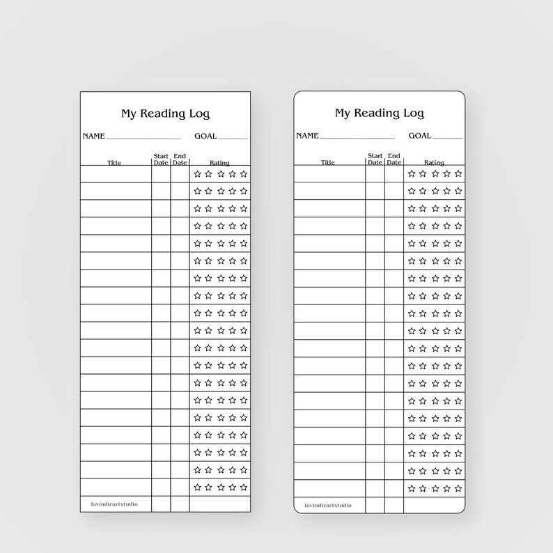 Digital Print Bookmark With Printable Reading Tracker, Library Card ...