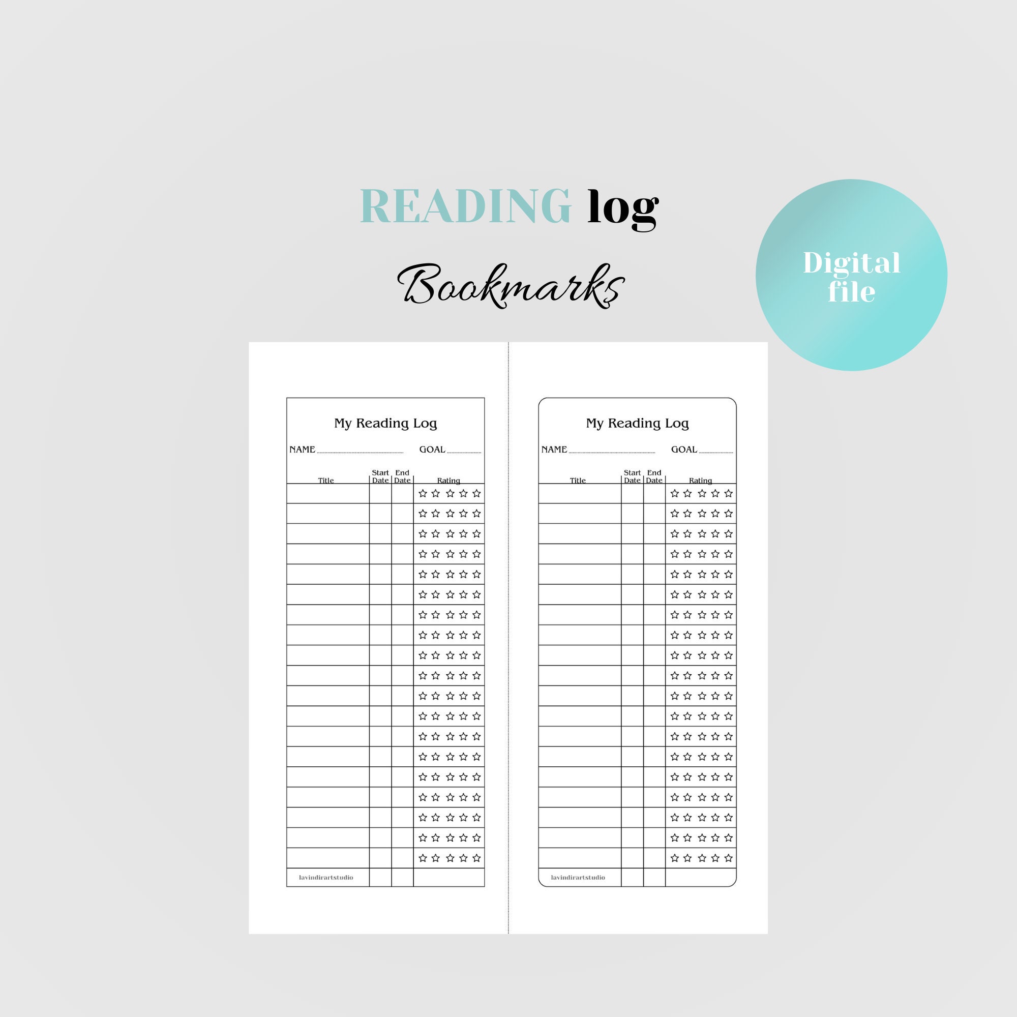 Digital Print Bookmark, Printable Reading Tracker, Library Card ...