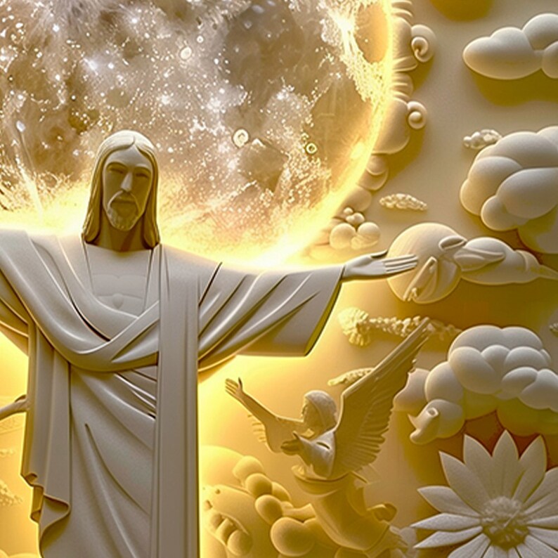 Christ the Redeemer 3D Relief Art Print | Shiny Moon (digital Download ...