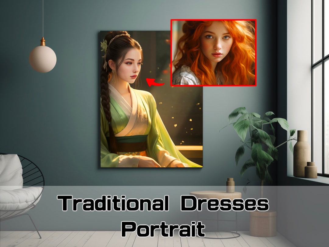 Custom Traditional Dresses Portrait From Photo, Custom Digital Portrait ...