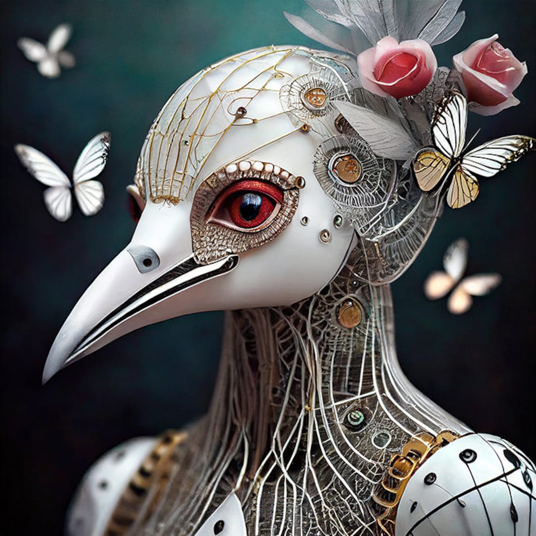 AI ART Cyborg Bird 01, Digital Art Print, Wall Art, Square, Digital ...