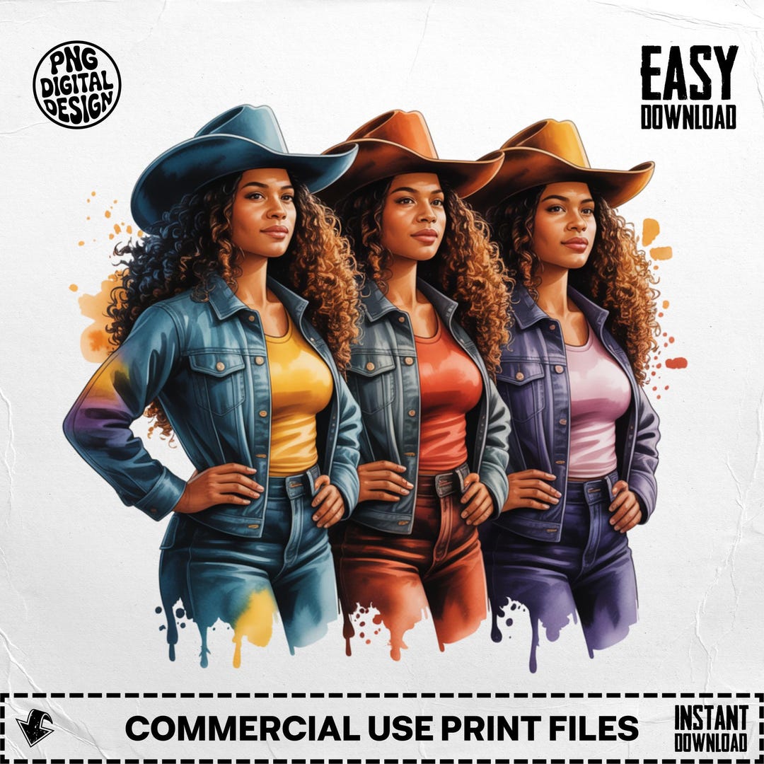 Cowgirl Besties Clipart: Western Girls PNG, Black Cowgirls (digital ...
