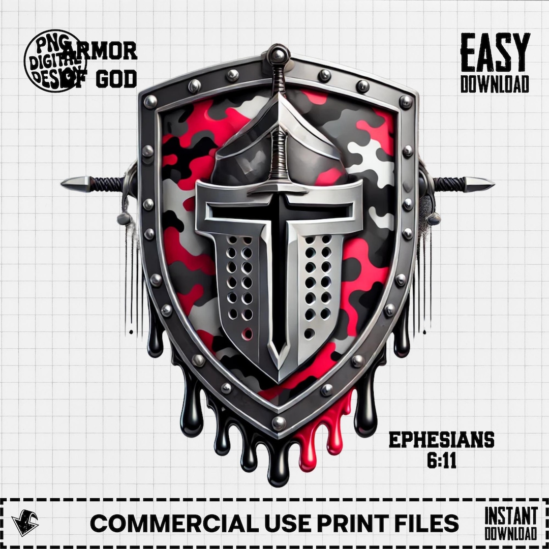 Armor of God Shield PNG: Christian Warrior Clipart (digital Download ...