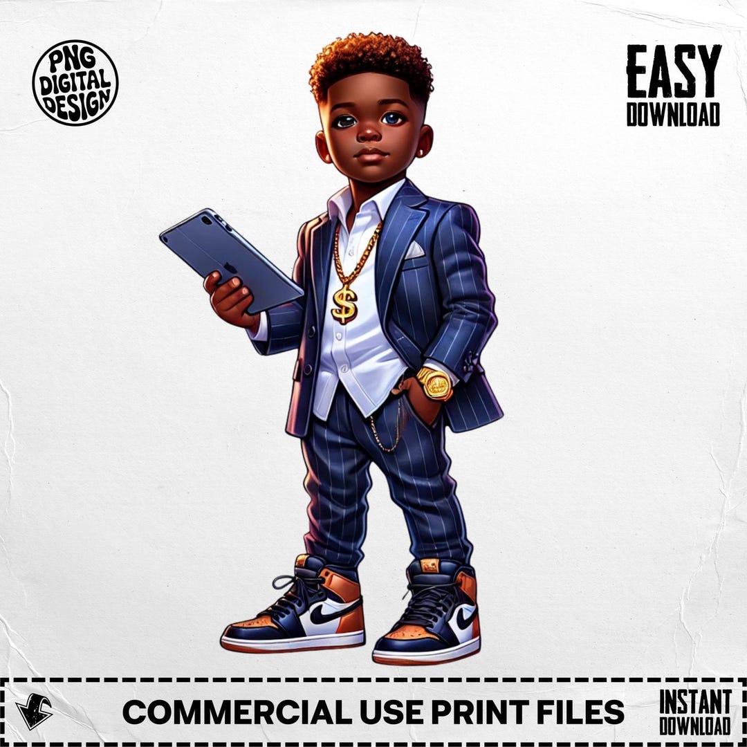 African American Boy PNG, Stylish Kid Clipart, Boy With Tablet, Digital ...