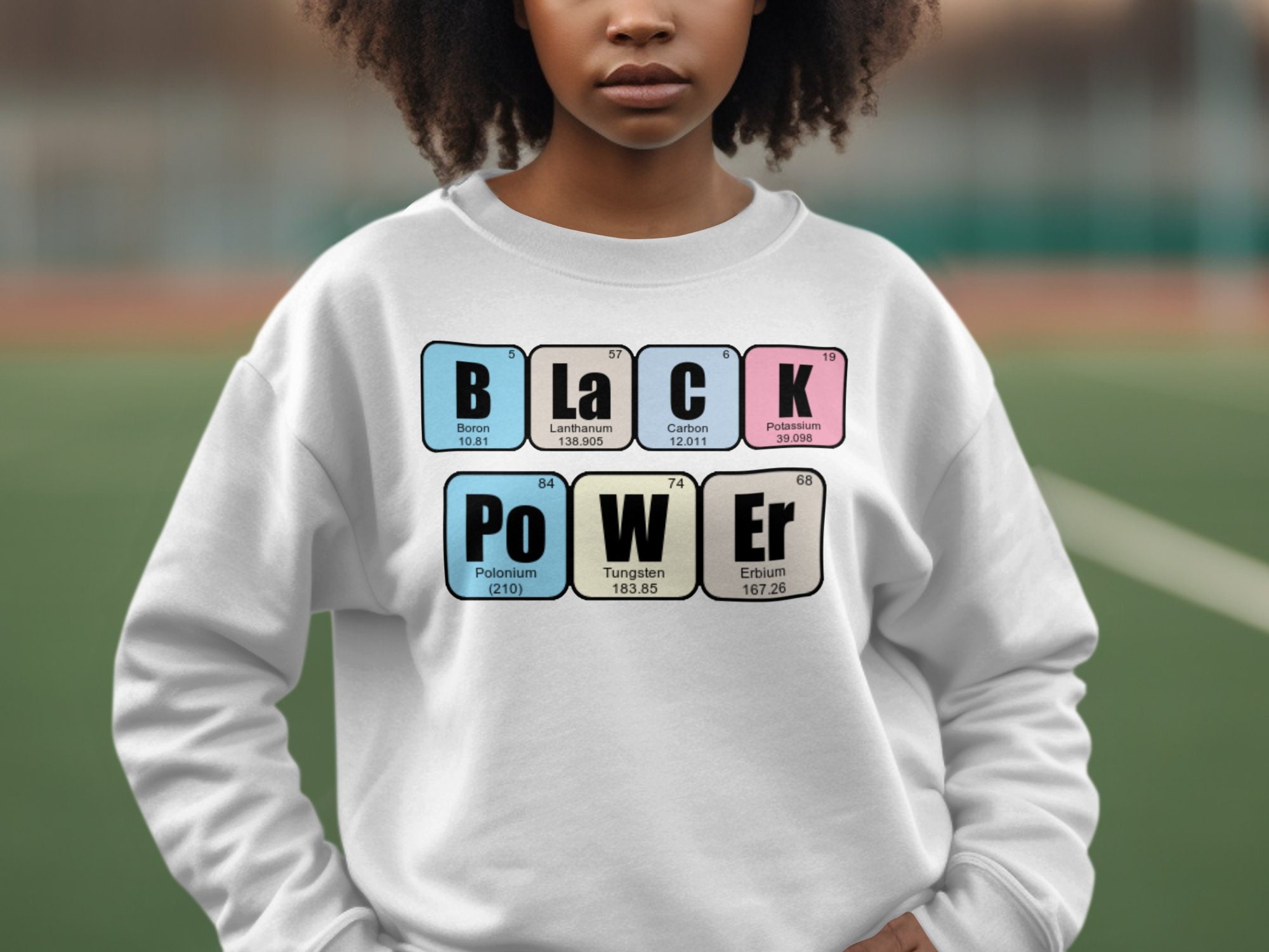 Periodic Table Black Power Chemistry Sweatshirt, Fun Science Sweater ...