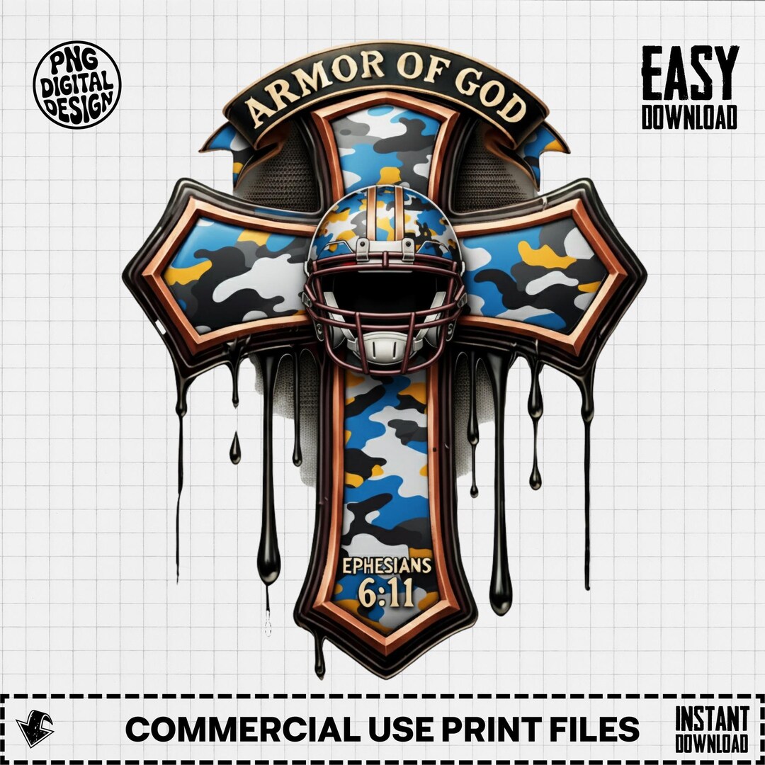 Armor of God Football Helmet PNG: Christian Bible Verse Design (digital ...