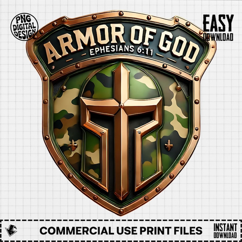 Armor of God Clipart: Christian Soldier Camo Shield PNG (digital ...