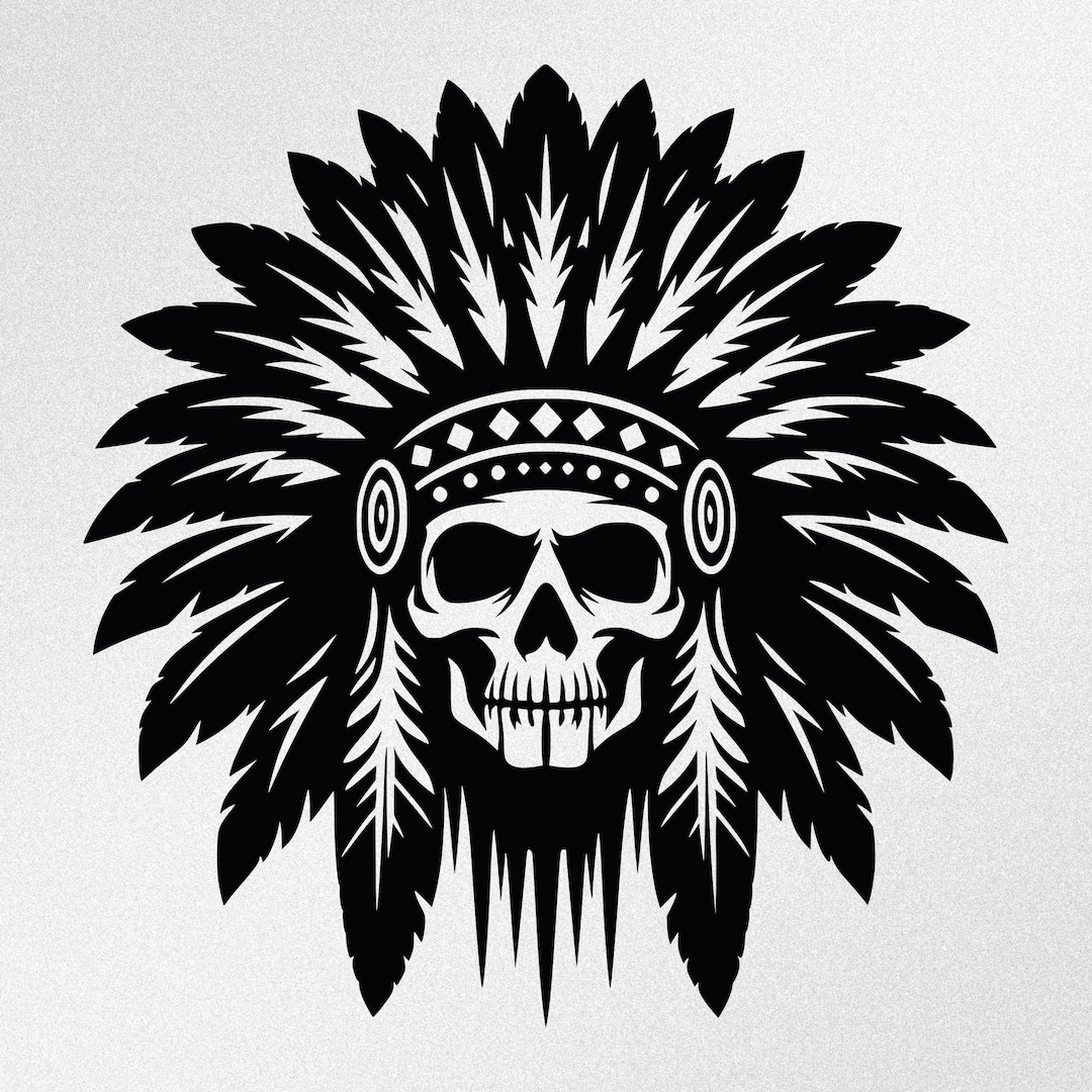 Native American Indian Skull Headdress War Bonnet Car Laptop Motorbike ...