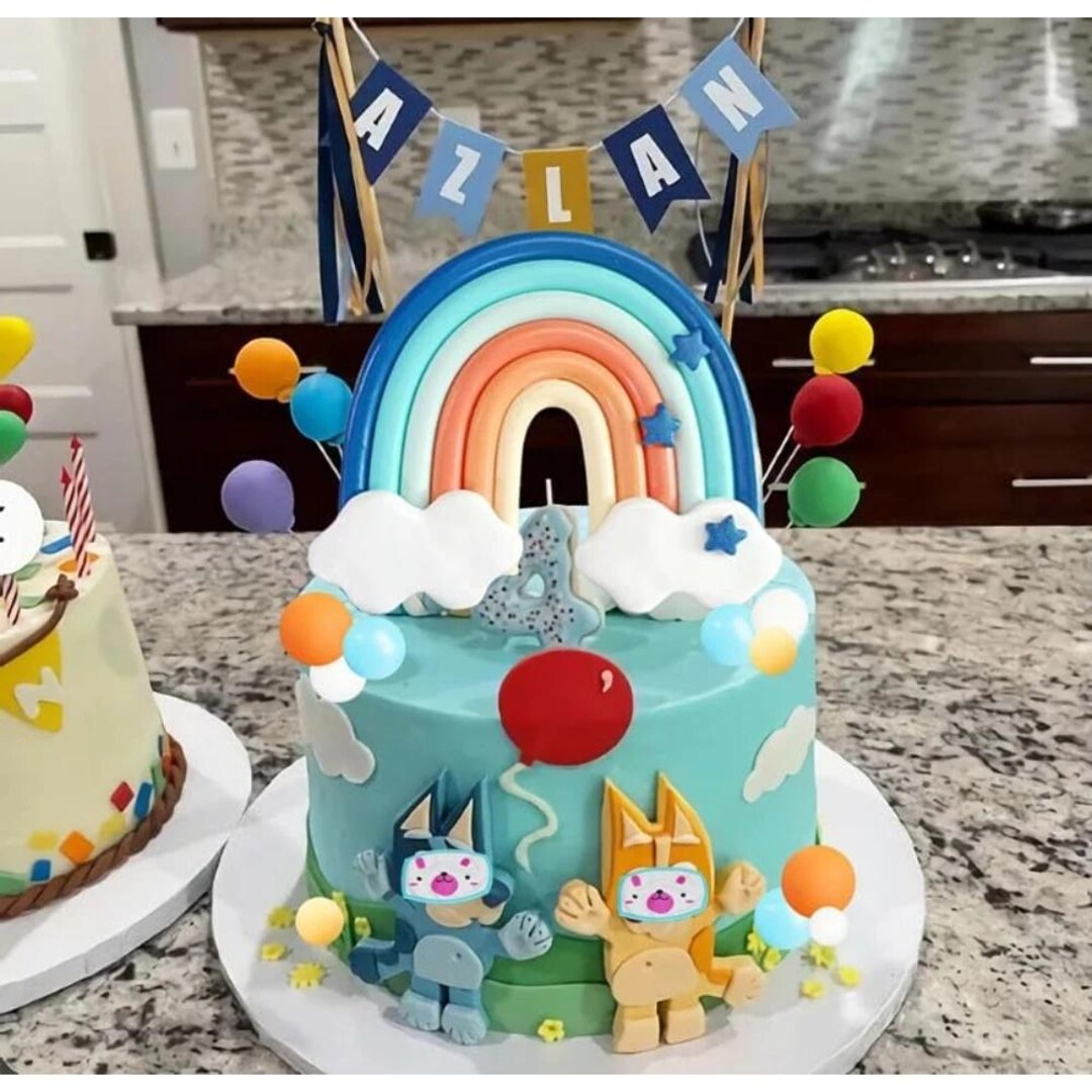 Bluey Cake Topper Set: 14-piece Blue Orange Birthday Party Decor - Etsy