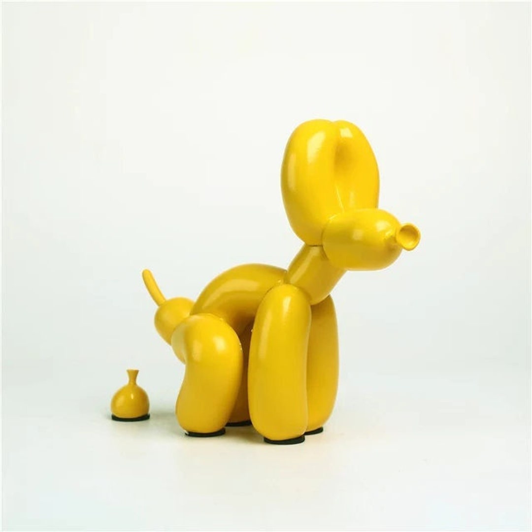 Yellow Balloon Dog Statue Pooping Home Living Room Decor Dog Model ...