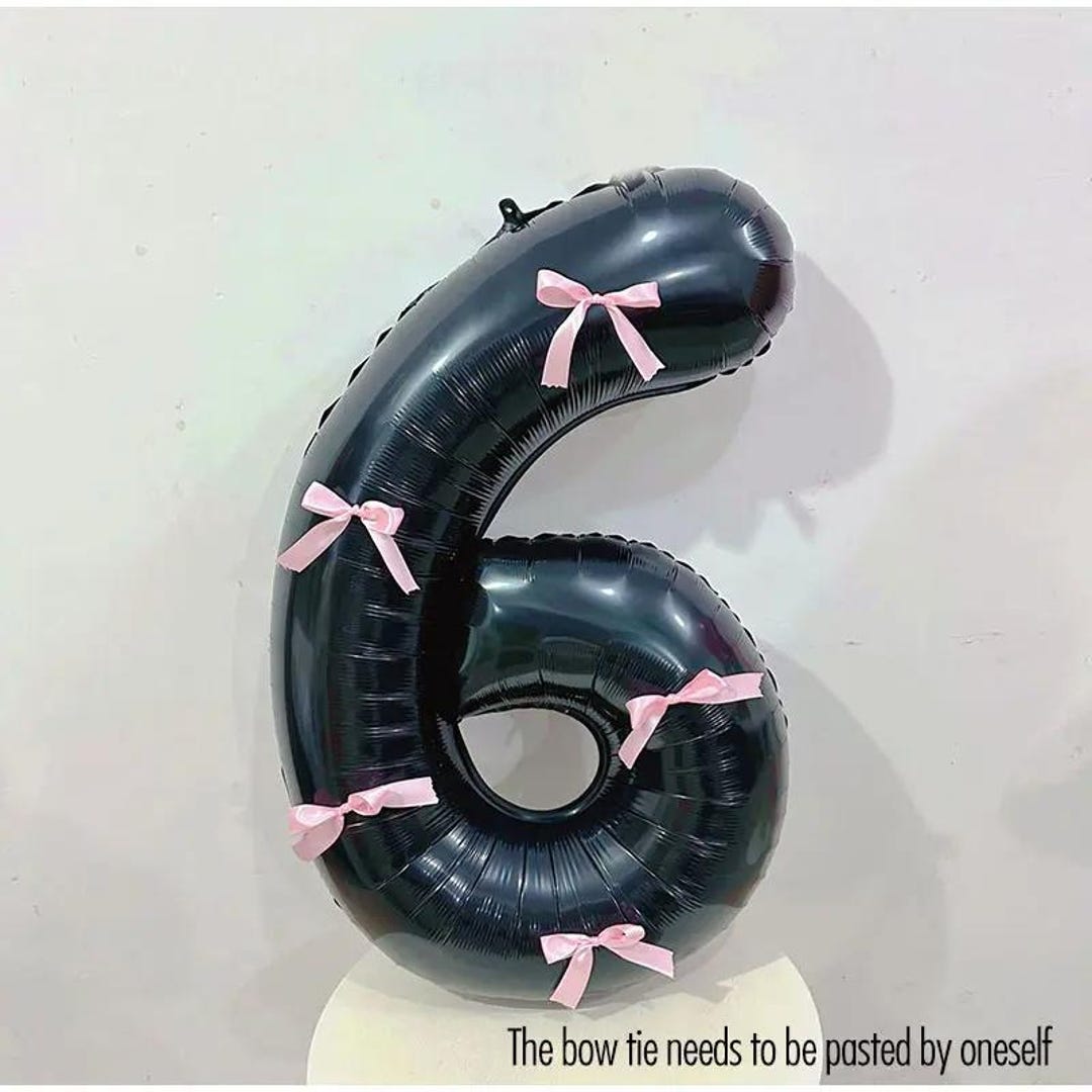 Pink Coquette Bow Number Balloon DIY: Black Minimalist Party Decor - Etsy