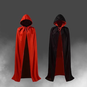 Hooded Reversible Black Red Vampire Cape for Kids, Halloween Cosplay ...
