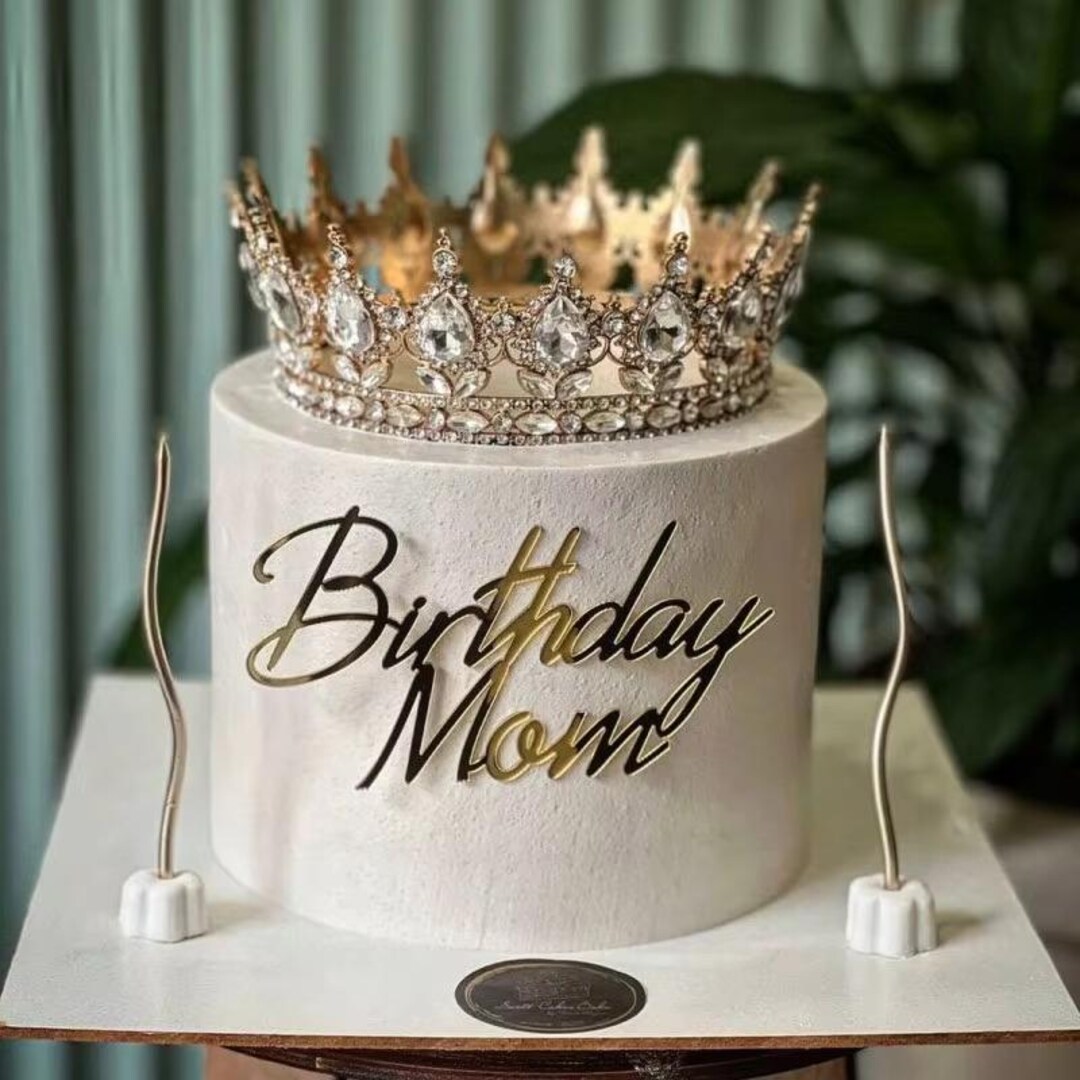 Crown Cake Topper With Free Acrylic Happy Birthday Queen Princess ...