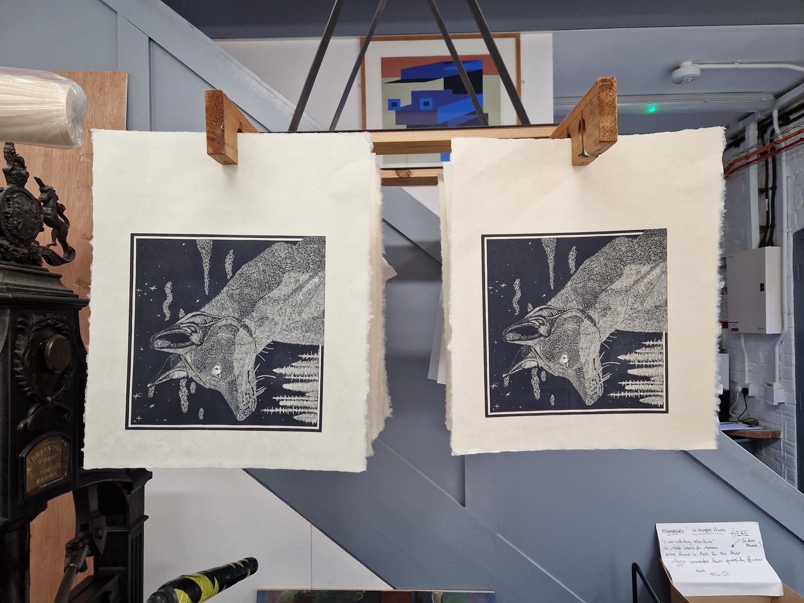 Fantastic Mr. Fox Lino Print - Kitakata Cream Paper - Etsy