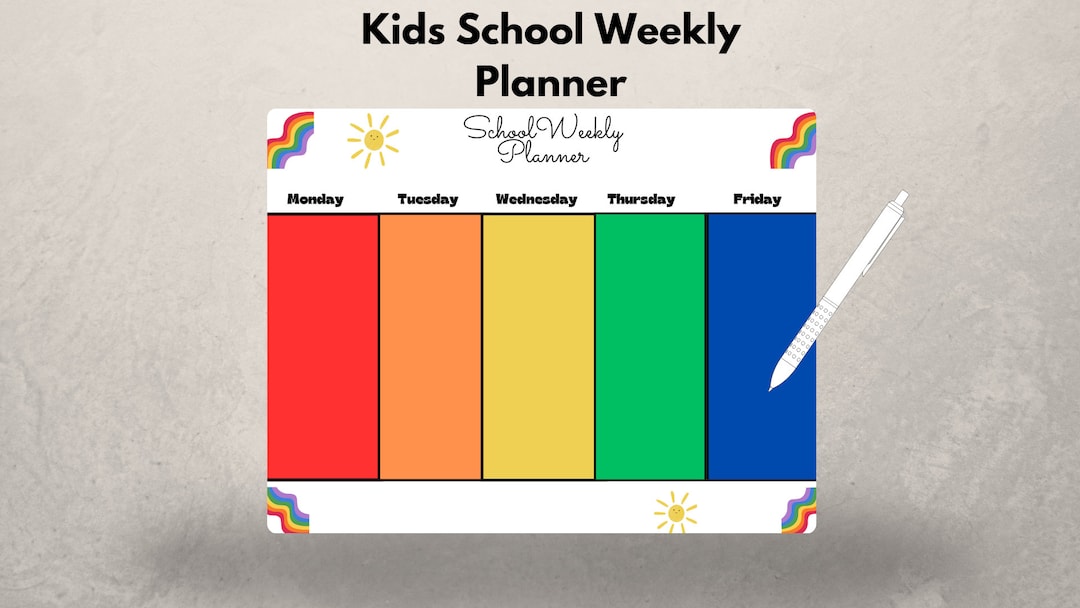 Weekly Schedule for Kids Printable, Homeschool Weekly Schedule, Weekly ...
