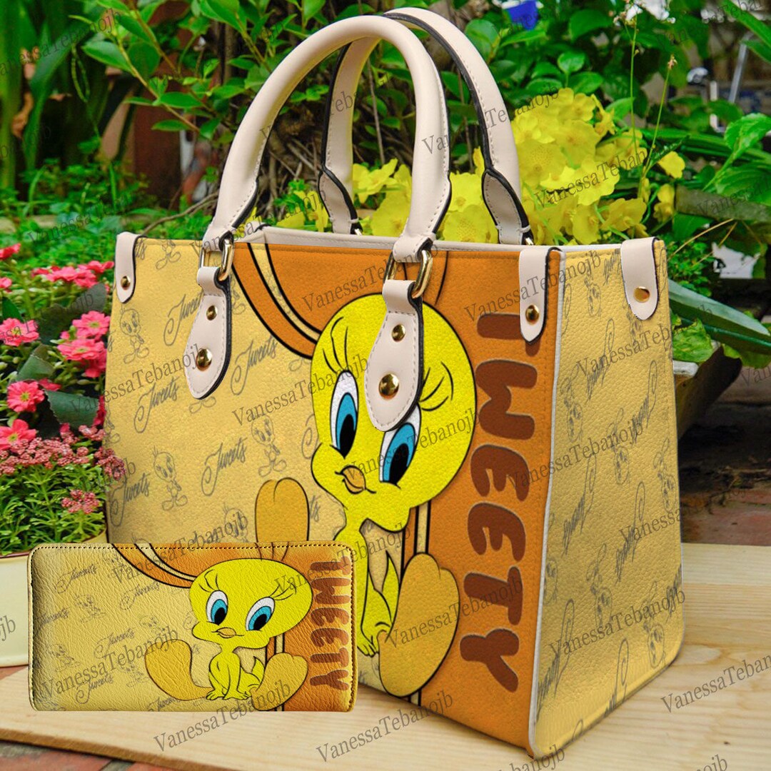 Tweety Bird Leather Handbag, Tweety Bird Bags, Woman Shoulder Bag, Lunch Bag, Wallet/shoulder ...