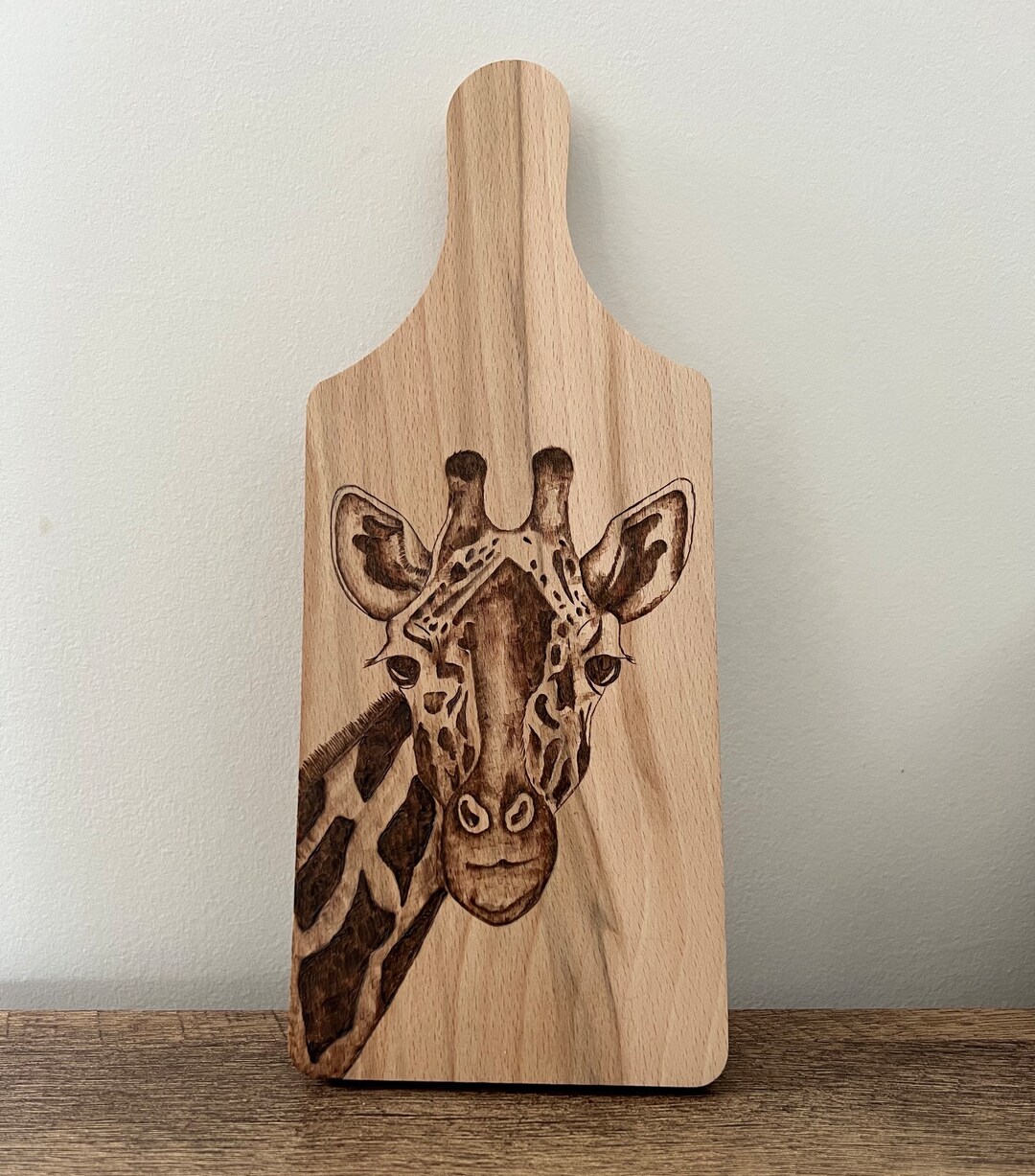 Hand Crafted Giraffe Pyrography by Hand Wood Burnt Chopping Cutting ...