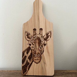 Hand Crafted Giraffe Pyrography by Hand Wood Burnt Chopping Cutting ...