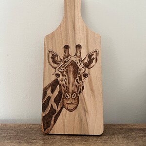 Hand Crafted Giraffe Pyrography by Hand Wood Burnt Chopping Cutting ...