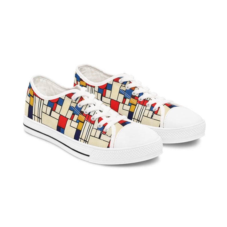 Piet Mondrian Art Style Women's Low Top Sneakers Trendy Footwear ...