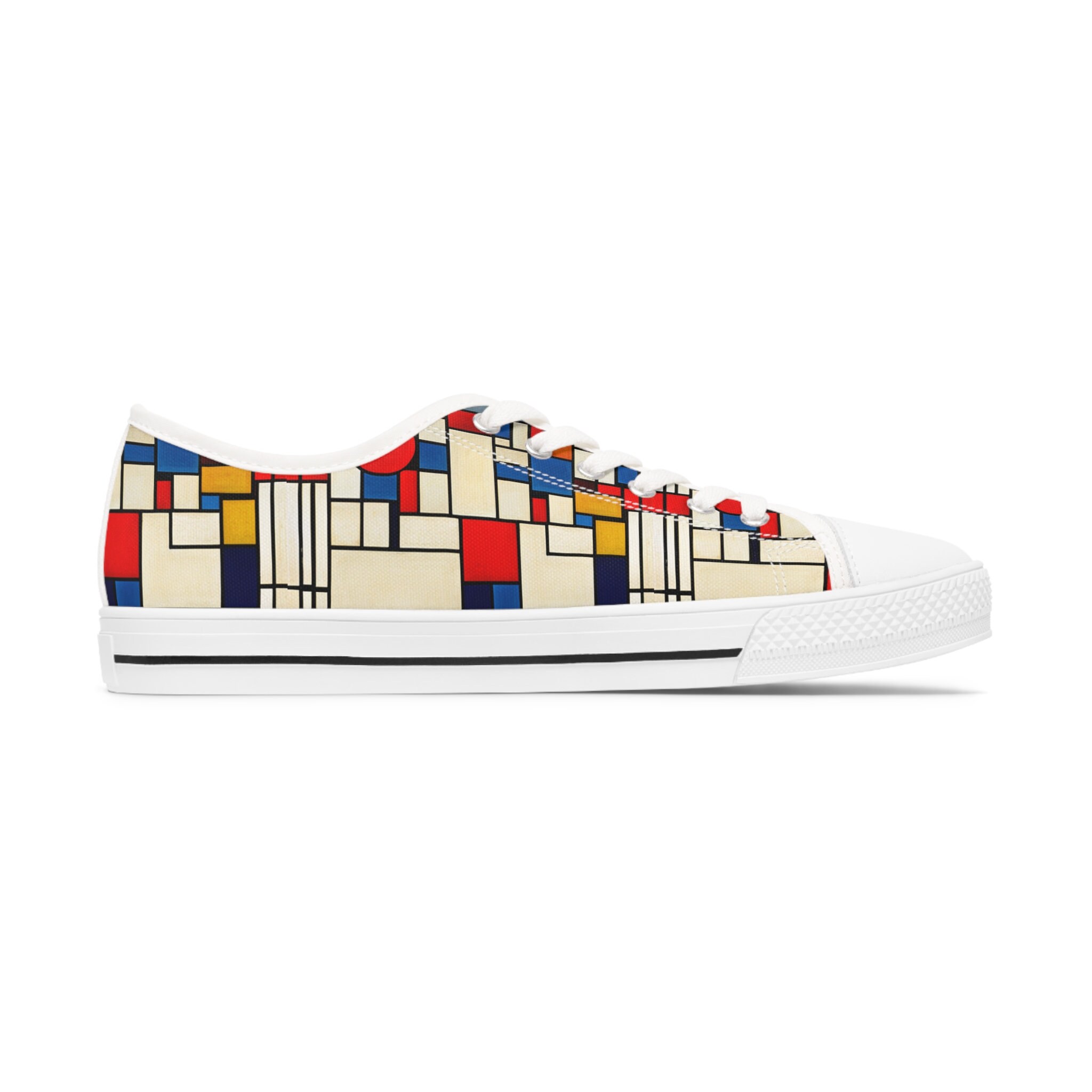Converse-style Piet Mondrian Art Style Women's Low Top Sneakers Trendy ...