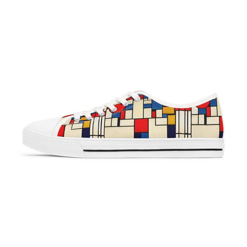 Piet Mondrian Art Style Women's Low Top Sneakers Trendy Footwear ...