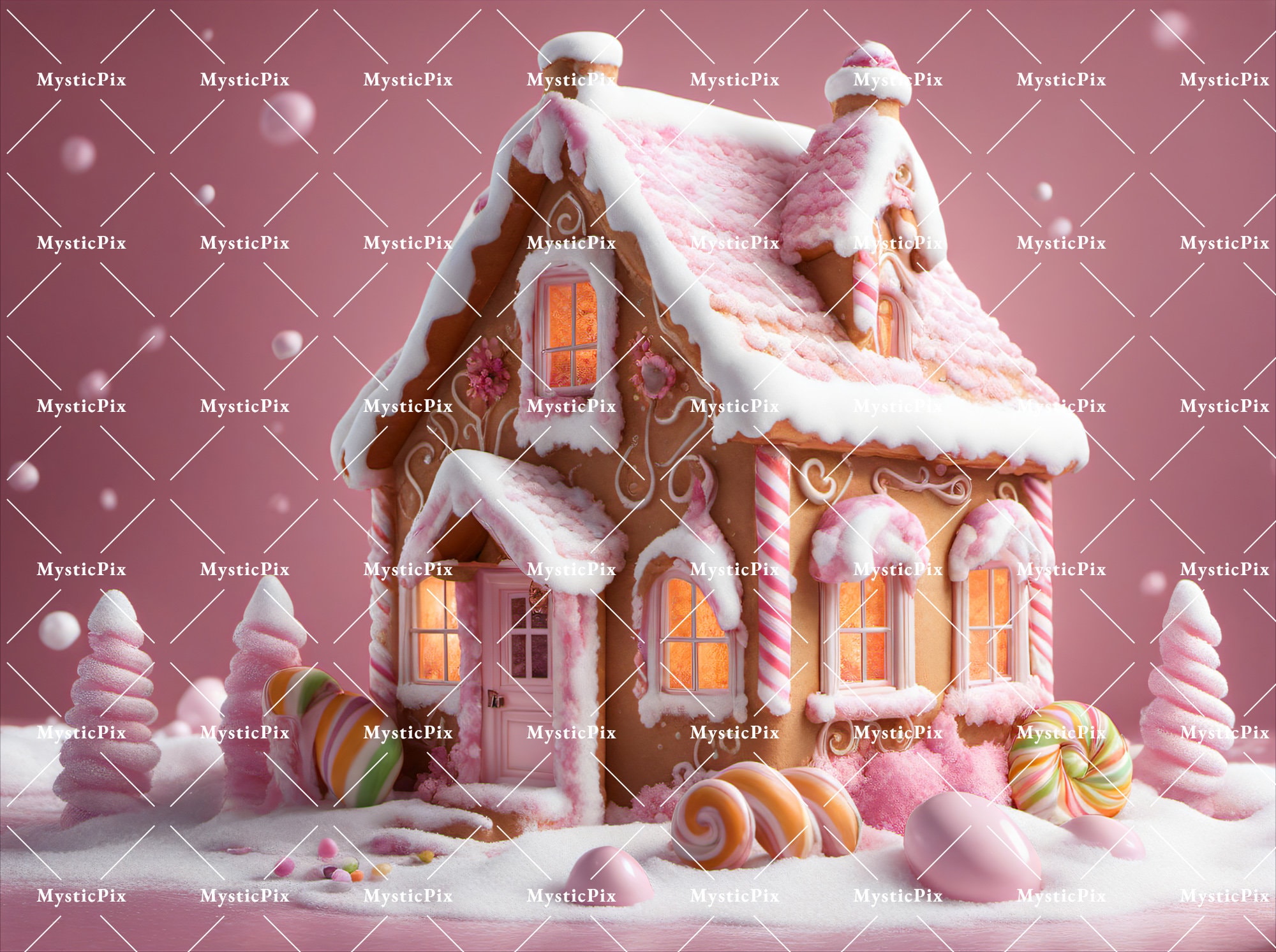 Pink Gingerbread Houses for Commercial Use - Etsy