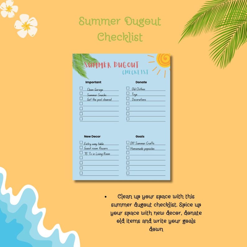 Printable Editable Summer Bucket List Planner Bundle, Summer Calendar ...