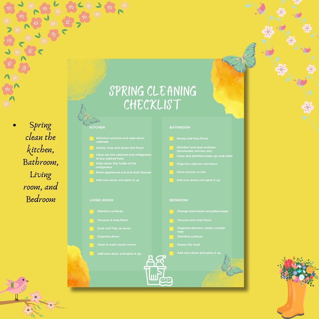 Spring Cleaning Checklist Deep Cleaning House Checklist Spring Cleaning ...