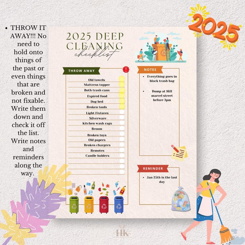 2025 Deep Cleaning Checklist Bundle Cleaning Planner Declutter ...