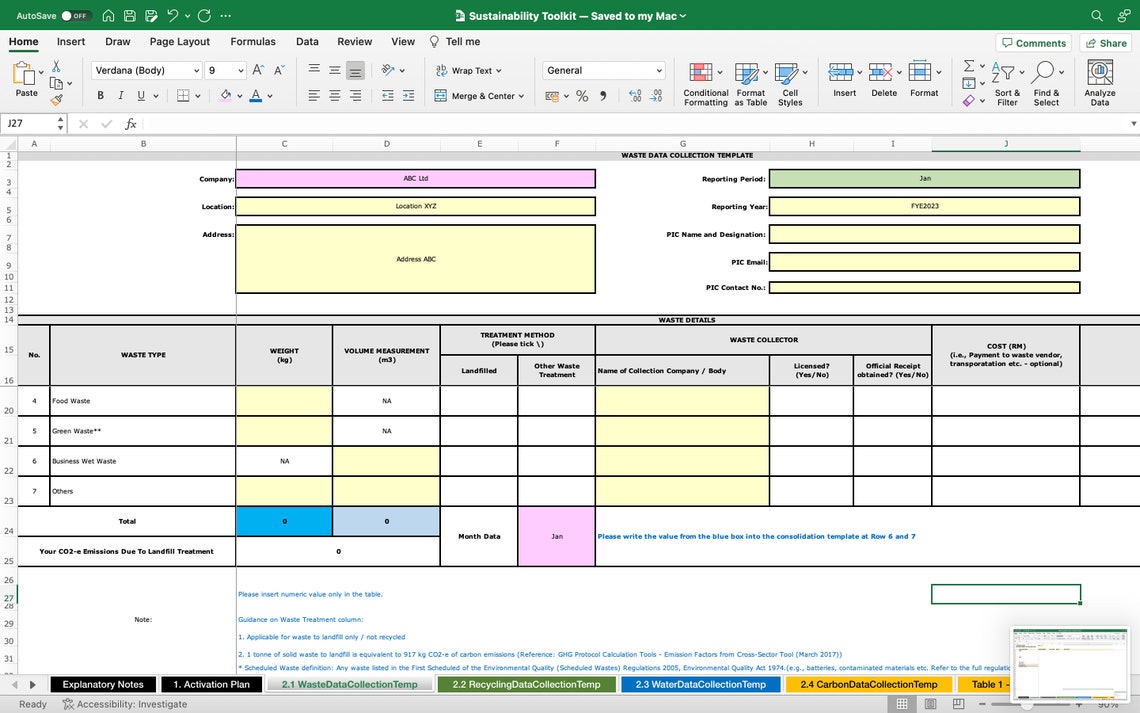 Fully Editable MS Excel Sustainability/ ESG Reporting Template. - Etsy