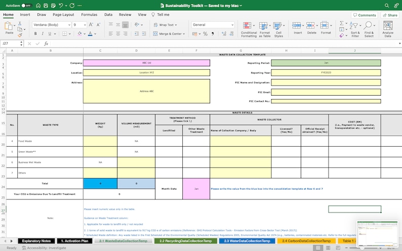 Fully Editable MS Excel Sustainability/ ESG Reporting Template. - Etsy
