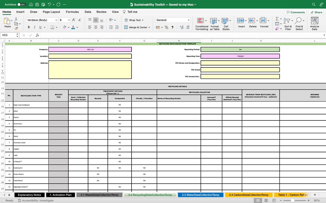 Fully Editable MS Excel Sustainability/ ESG Reporting Template. - Etsy