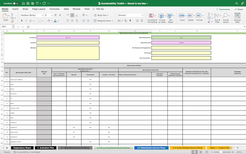 Fully Editable MS Excel Sustainability/ ESG Reporting Template. - Etsy