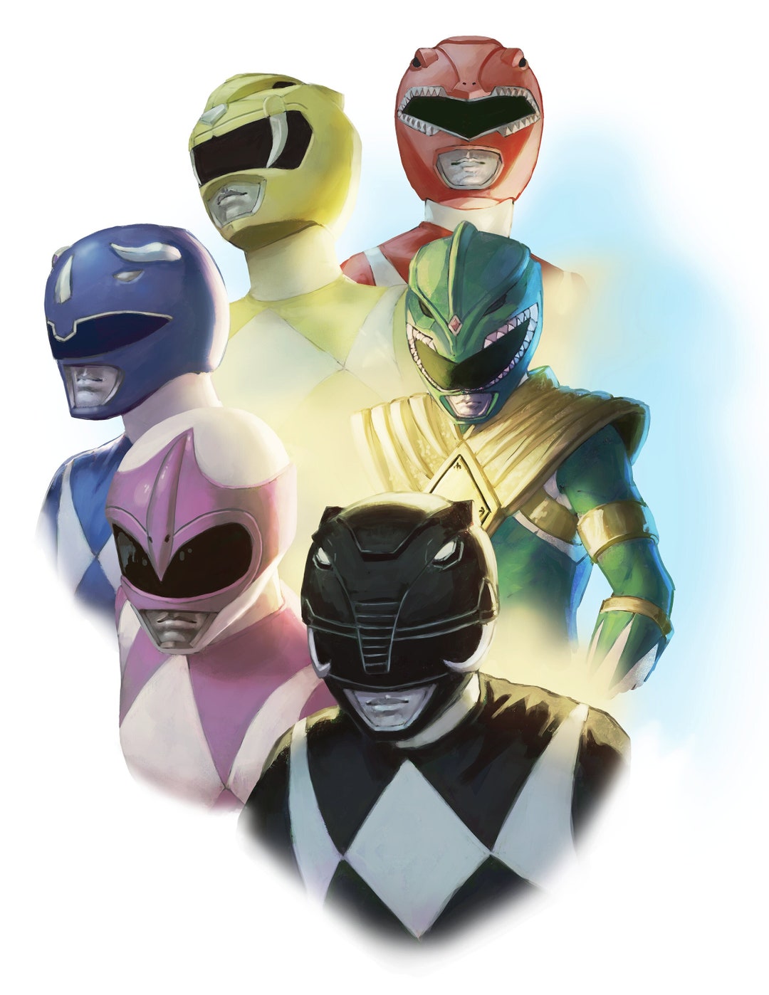 Mighty Morphin Power Rangers - Black, Pink, Blue, Yellow, Red, and ...